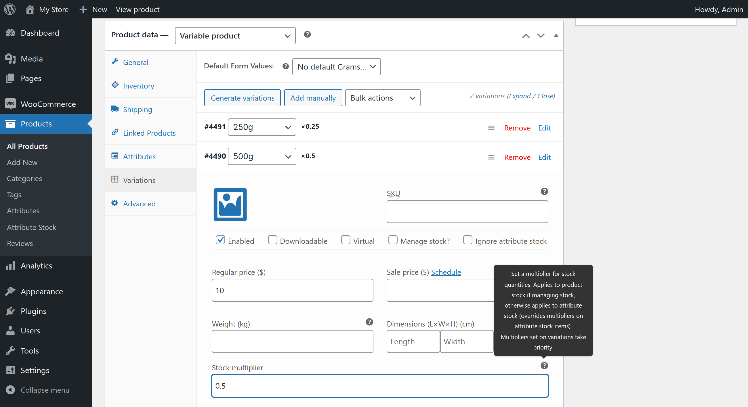 Stock Multipliers | WooCommerce Attribute Stock